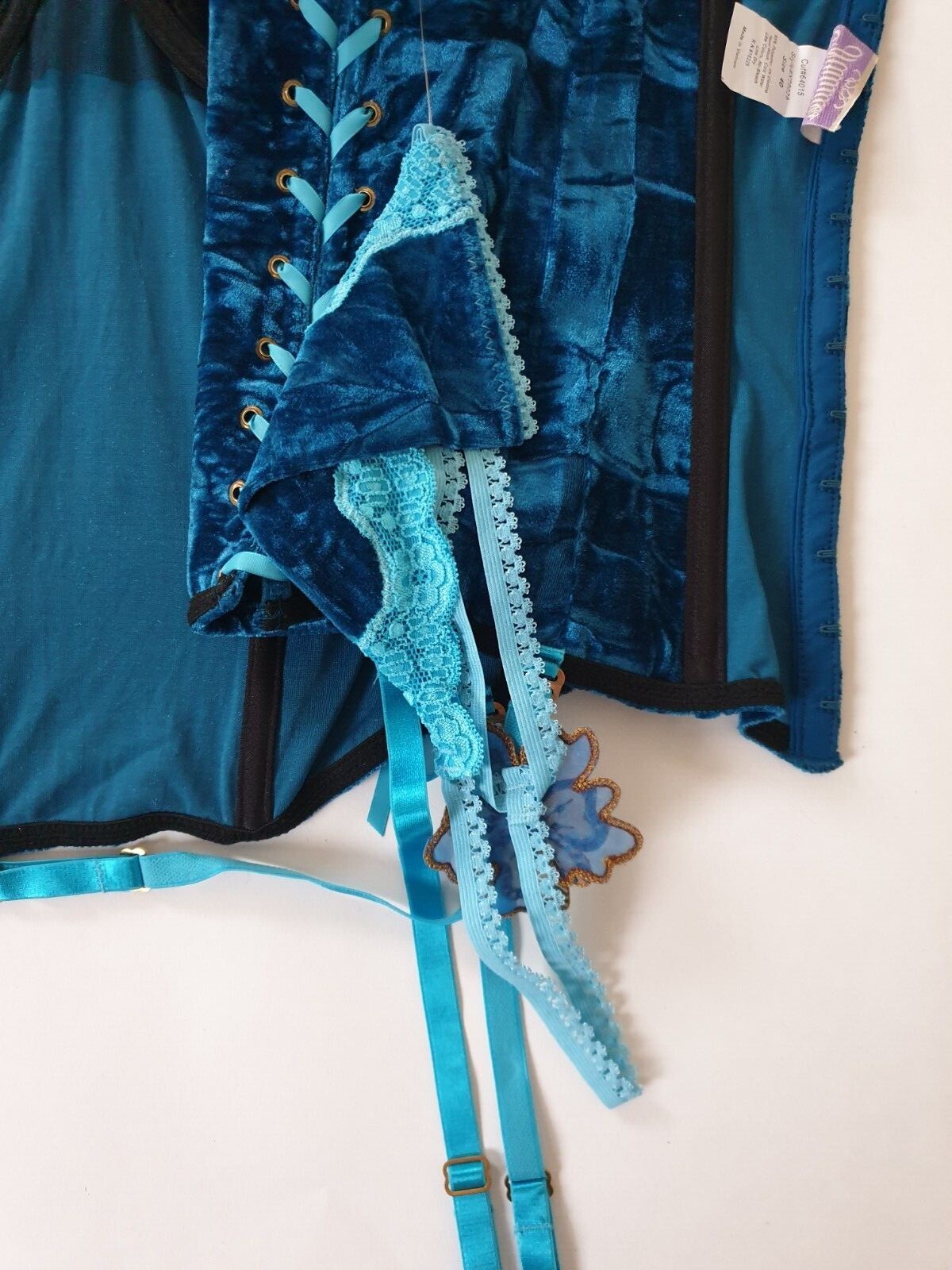 Shirley of Hollywood Blue Velvet Bustier 40 42 44 Designer Outlet ...