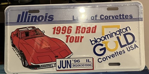 1996 BLOOMINGTON GOLD Corvette ROAD TOUR License Plate | eBay