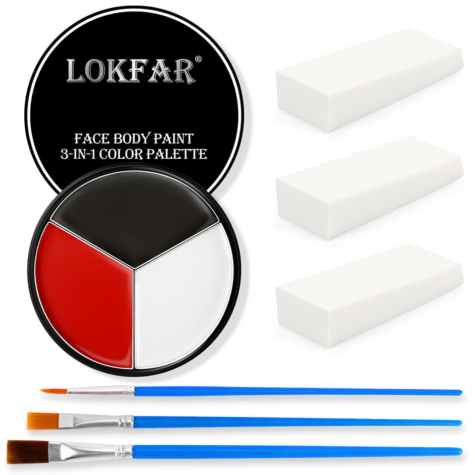 Black White Red Face & Body Paint - Blendable Facepaint Foundation with ...