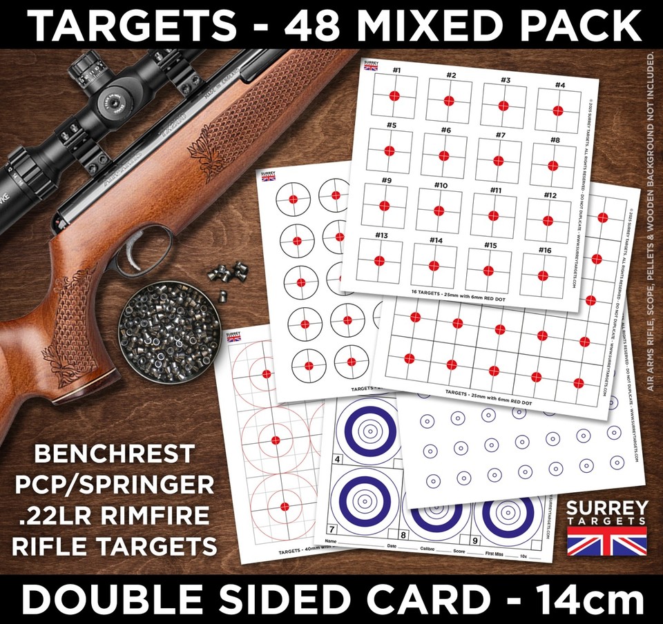 BENCHREST TRAINING PRACTICE Shooting Targets 14cm Card Air Rifle PCP 48 ...