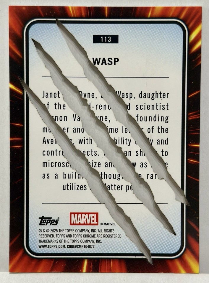 2025 Topps Chrome Marvel #113 Wasp Clawed Variation Stainless Steel 20/ ...
