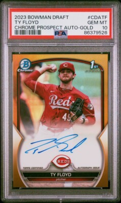 2023 Bowman Draft Ty Floyd 1st Bowman Gold Refractor Auto /50 Reds PSA ...