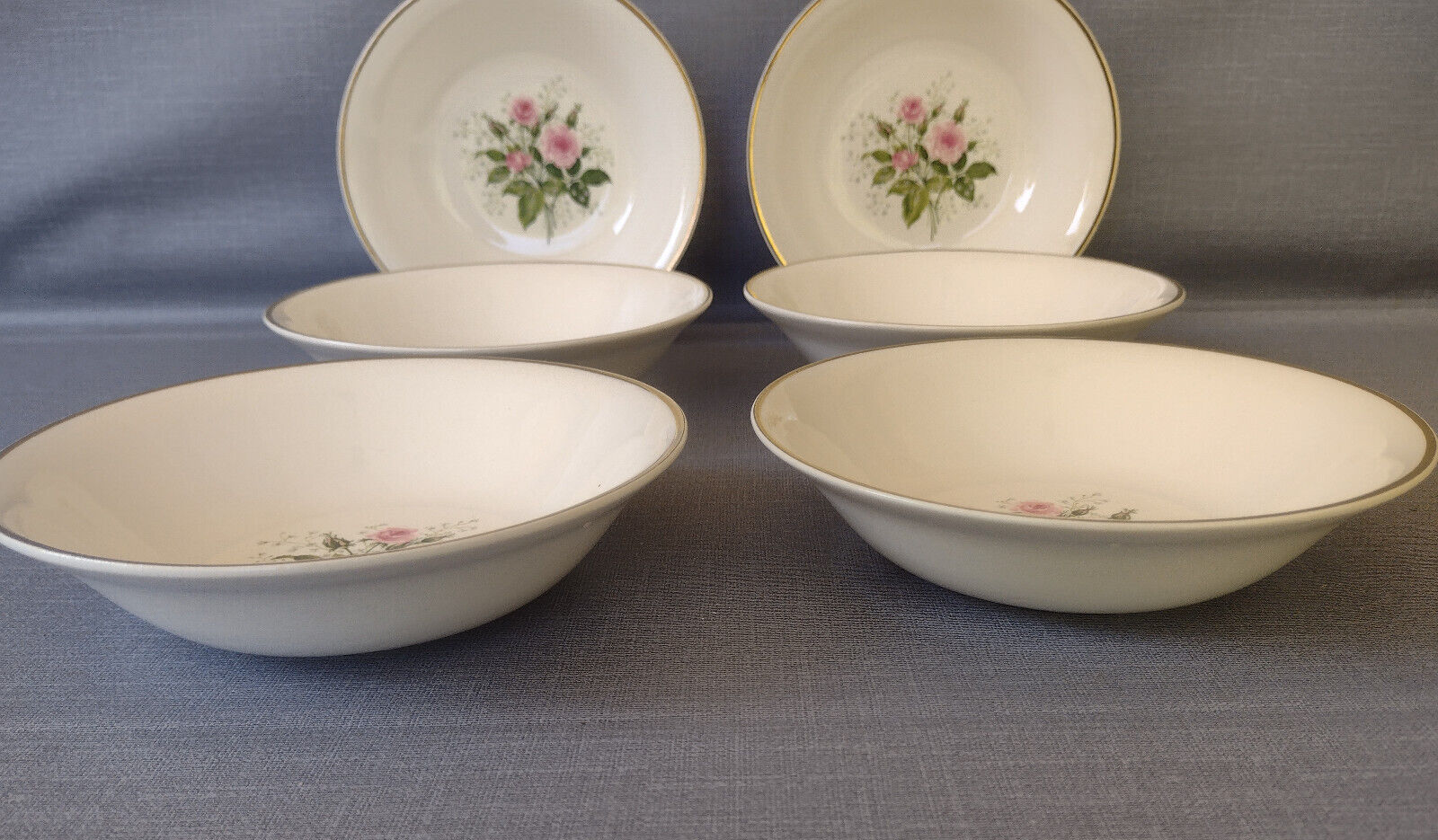 Sabin China 6" Soup/Cereal Bowls CATHY ROSE- Pink Rose/Baby's Breath ...