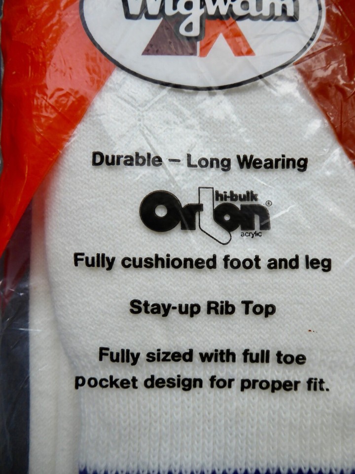 NEW Vtg Wigwam Hi-Bulk Orlon Tube Socks Sz 9-15 Super Stripe Purple NOS ...