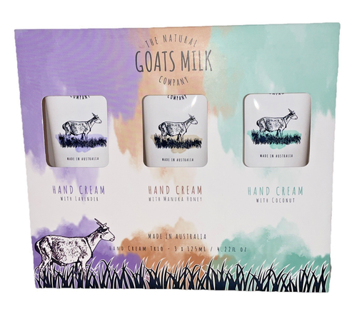 Natural Goats Milk Hand Cream Trio Coconut Lavender and Manuka Honey ...