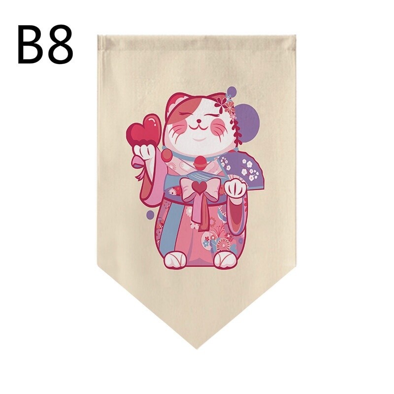 1 PC Japanese Short Noren Curtains Lucky Cat Hanging Flag Room Divider ...