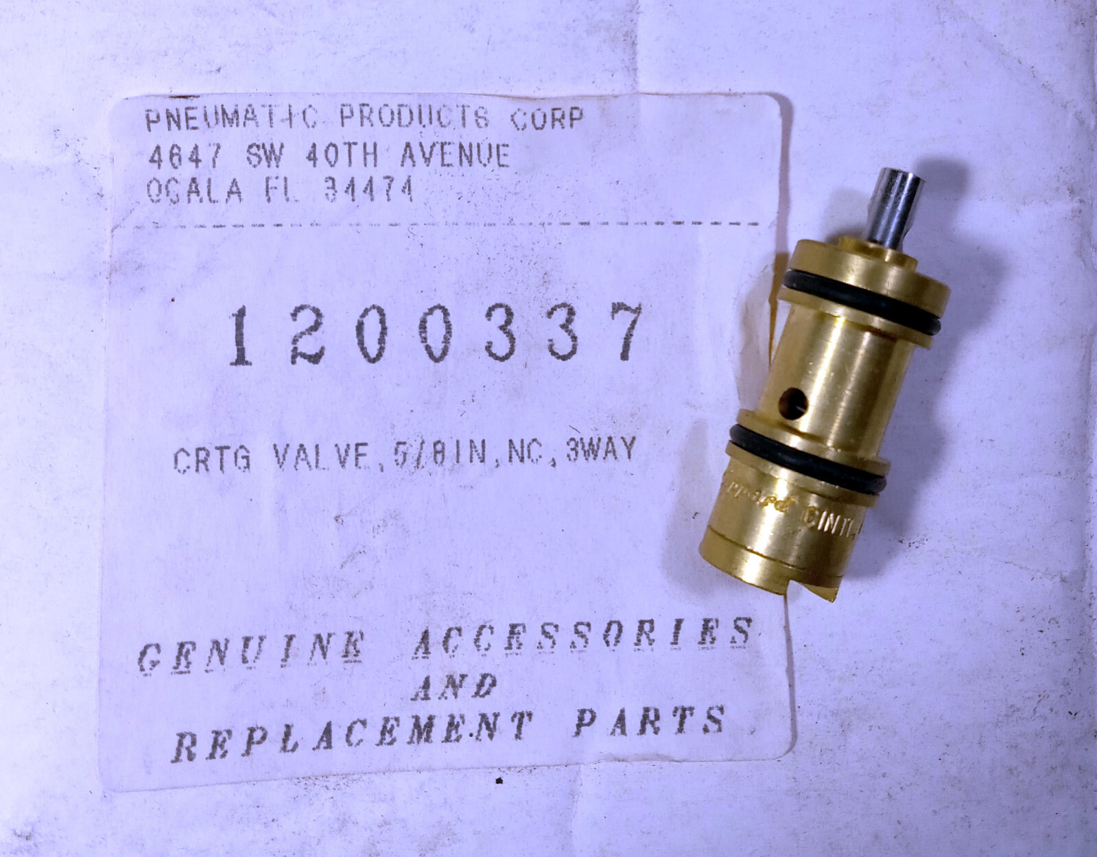 1 NEW PNEUMATIC PRODUCTS 1200337 5/8” NC 3 WAY VALVE CARTRIDGE NNB ...