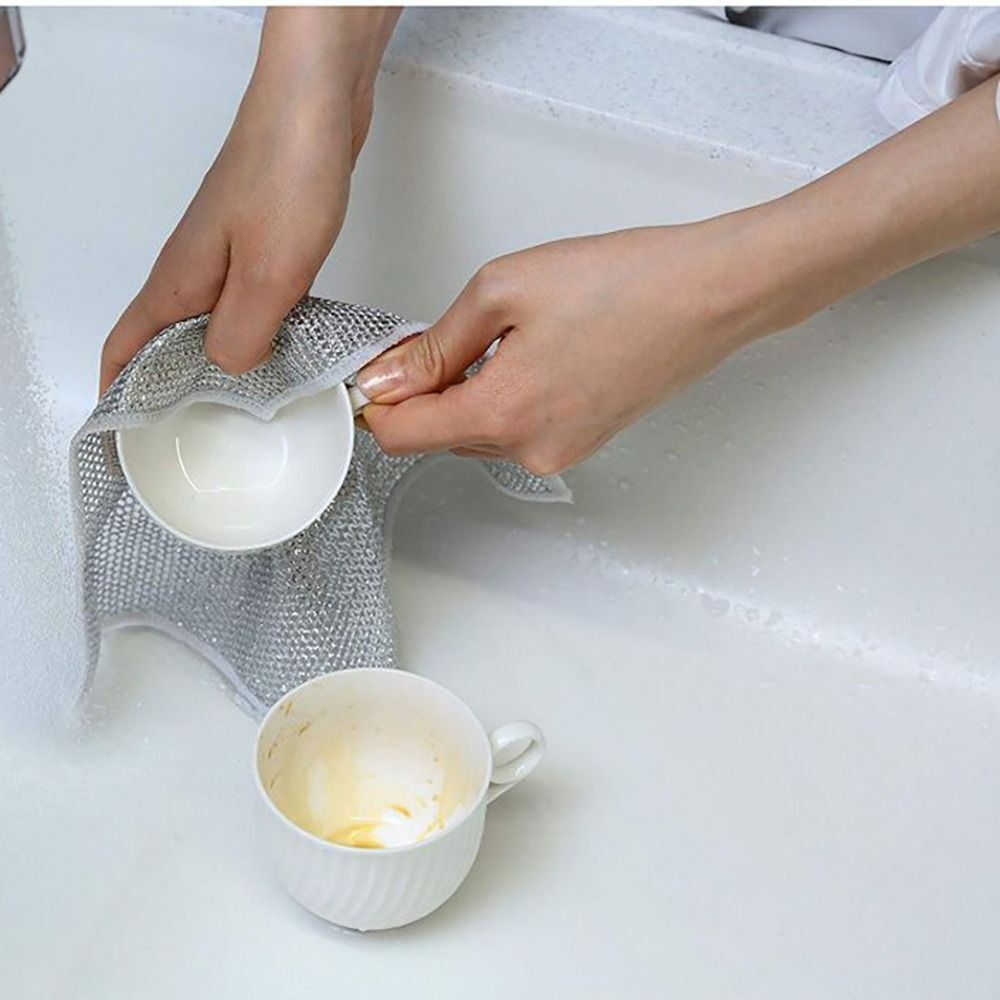 5Pcs Wear Resistant Mesh Cleaning Cloth Metal Wire Scouring Pad Kitchen ...