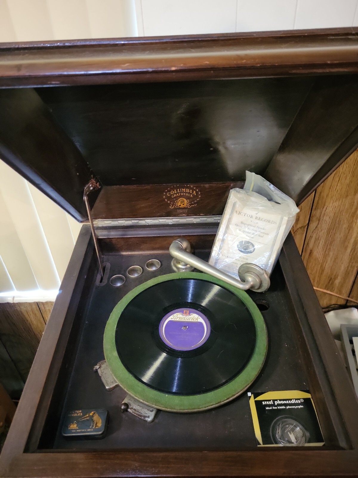 Antique Columbia Grafonola Hand Crank Phonograph Good Condition Works ...