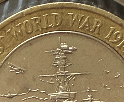 2015 £2 Two Pound Coin HMS Belfast RARE FULL FLAG ERROR - GREAT EXAMPLE ...