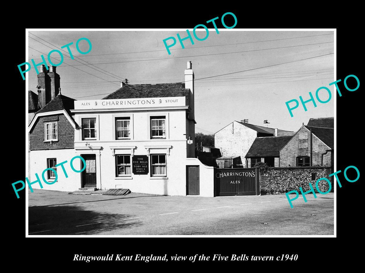 OLD POSTCARD SIZE PHOTO RINGWOULD KENT ENGLAND THE FIVE BELLS TAVERN ...