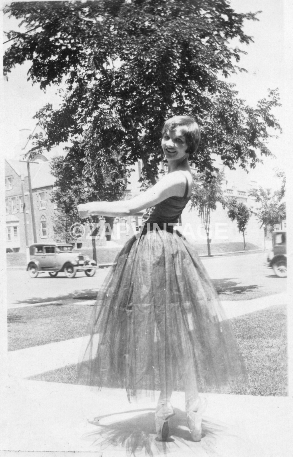 Vtg B&W 1930s Girl Ballerina Dancing Outside In Dress Pin UP Risque ...