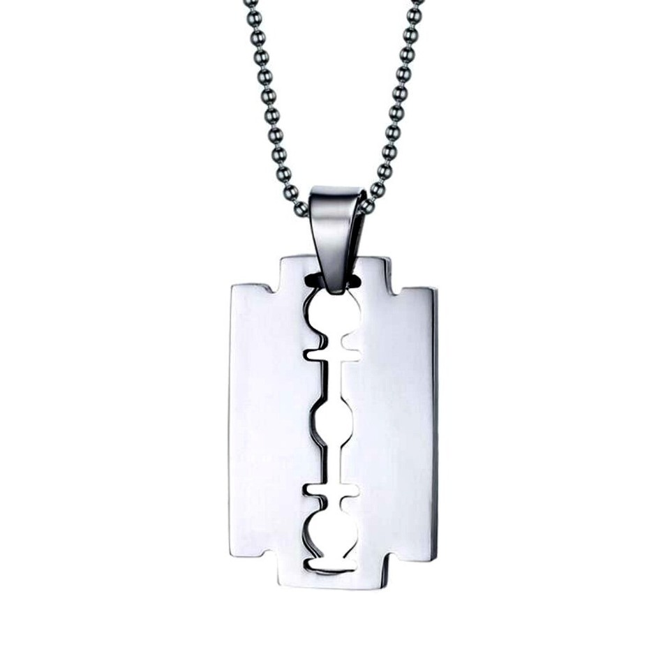 STAINLESS STEEL RAZOR BLADE NECKLACE 50cm Chain USA SELLER Pendant ...