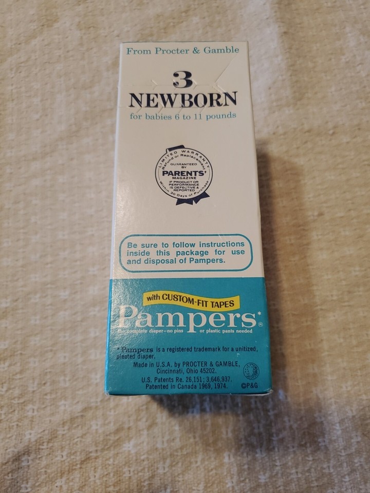 Pampers Vintage Promotional SAMPLE BOX OF 3 NEWBORN DIAPERS NOS Lot Of ...