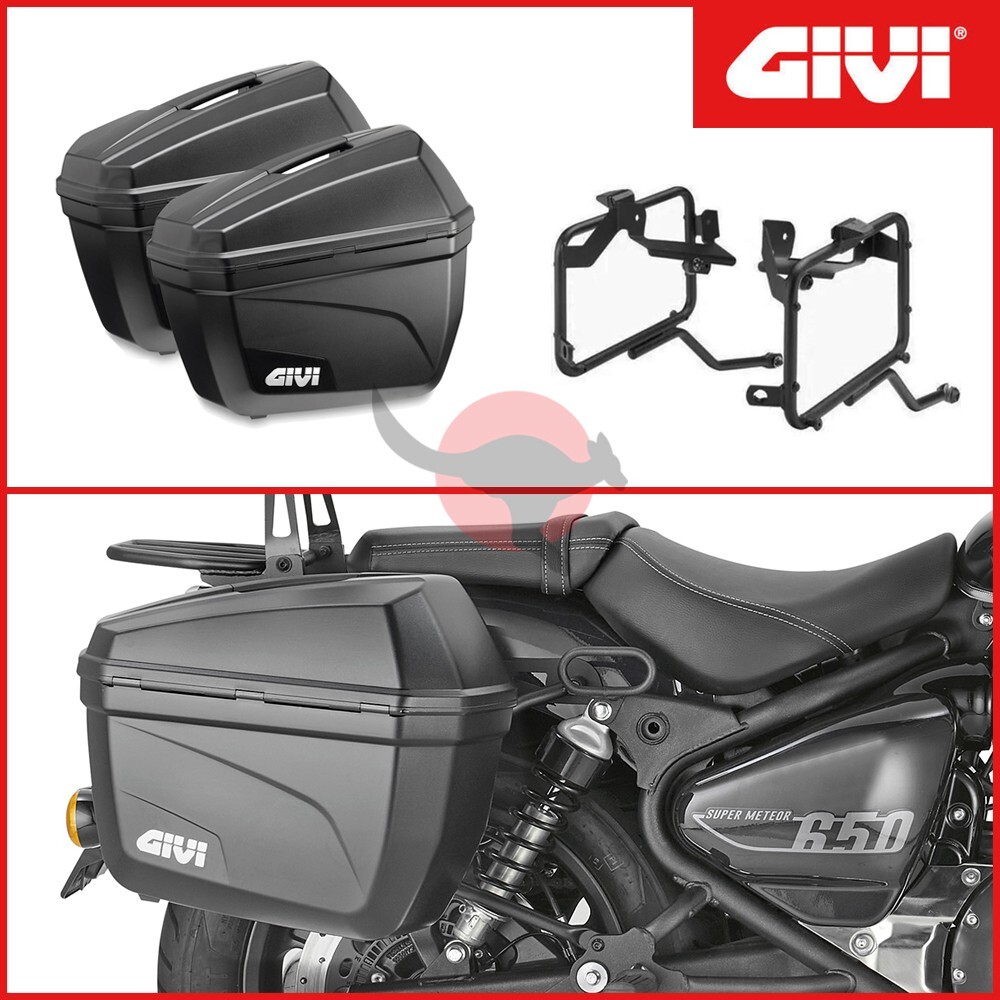 SEITENKOFFER + RAHMEN [GIVI] E22 22 LITER ROYAL ENFIELD SUPER METEOR ...