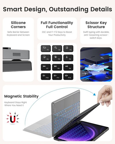 INFILAND Keyboard Case for Samsung Galaxy Tab S9/S9 FE with 10.9, Black ...