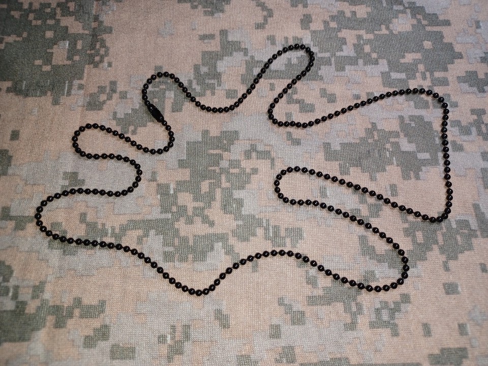 Black Coated Steel Military Army Marines Dog Tag Chain 2.4mm Ball Bead ...