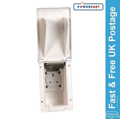 230v 13A External Socket Outlet White Caravan Camper Motorhome Power to ...
