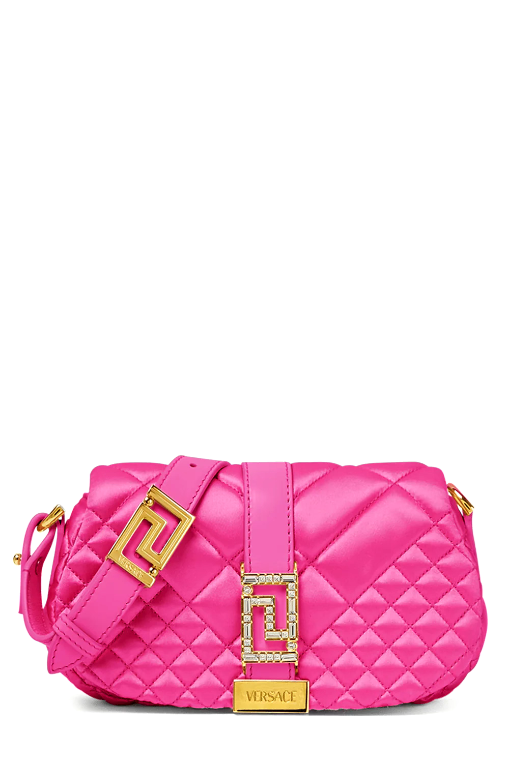 NWT Versace Mini Greca Goddess Quilted Satin Top Handle Bag, Waterlily ...