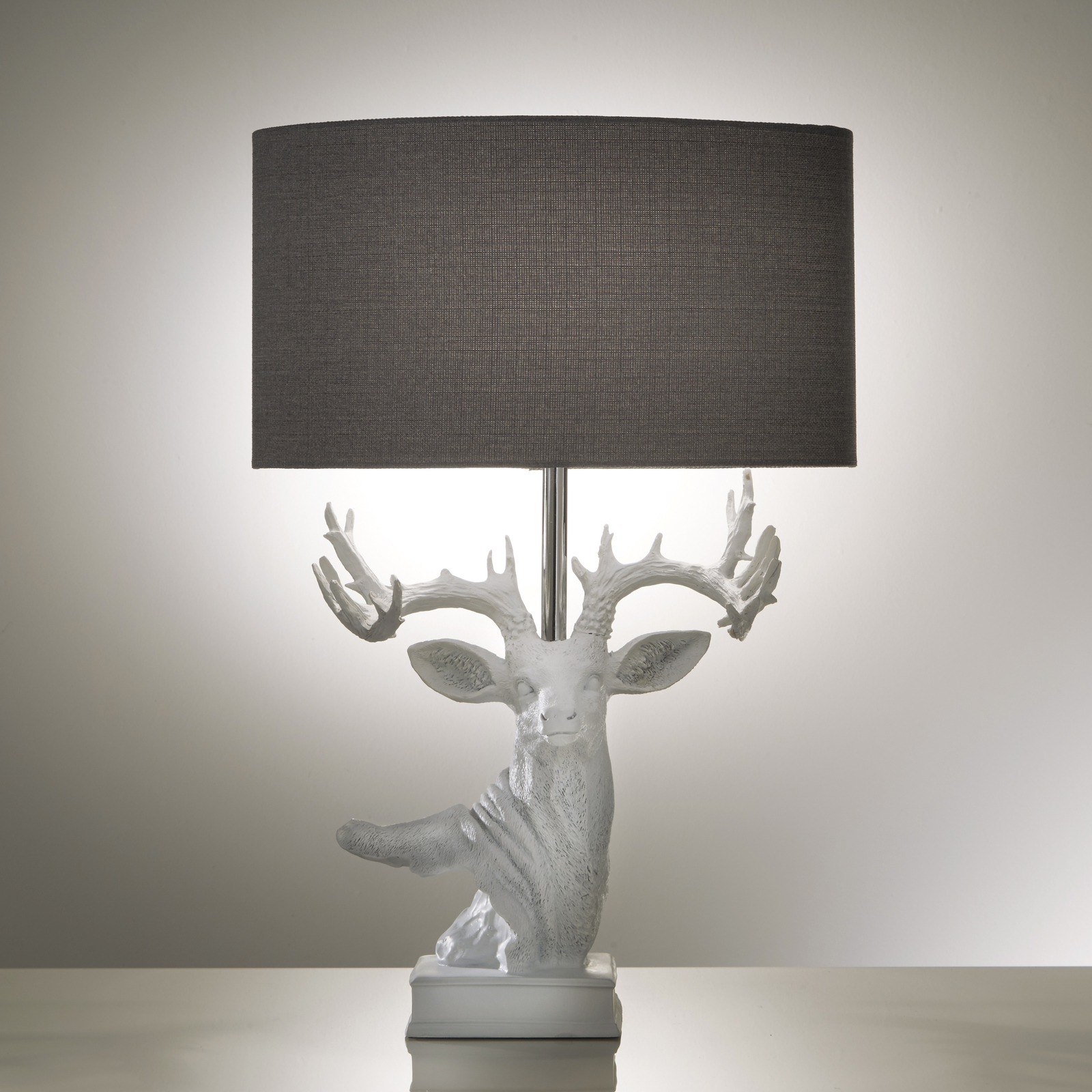 White Stag Table Lamp with Sculptured Antlers with Grey Table Lamp ...