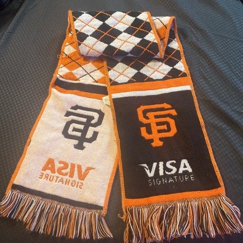 San Francisco SF Giants Scarf Fleece Unisex GUC Orange Black Checkers ...