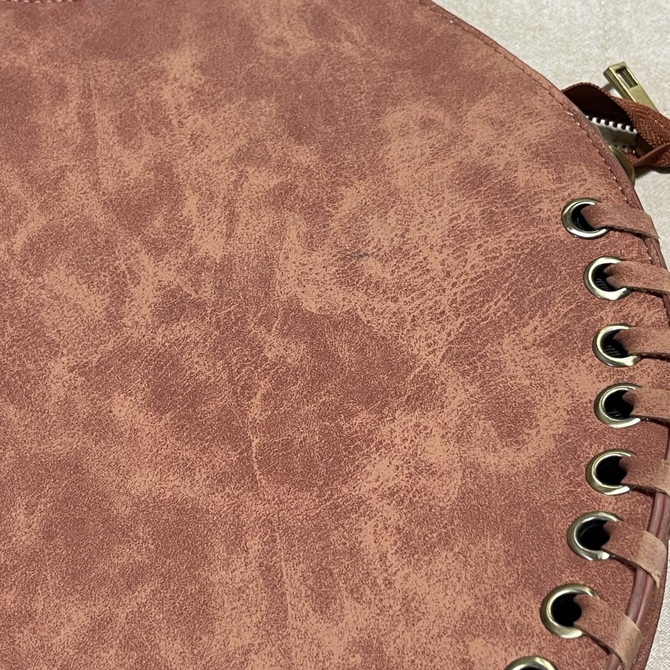 Anthropologie Purse Marla Cross Body Round Brown Faux Leather Whip ...