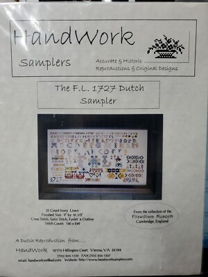 Handwork Samplers The F.L. 1727 Dutch Sampler Chart 35 Count ...