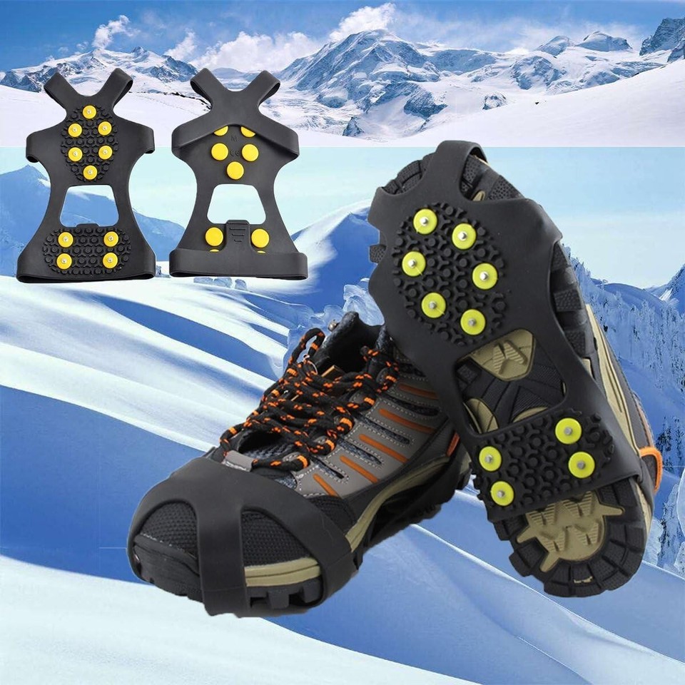 Ice Cleats Over Shoe Boots Anti Slip Traction 10 Studs Crampons Slip-on ...