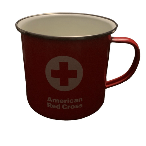 Vintage American Red Cross Mug Camping Cup Enamel Aluminum Coffee ...