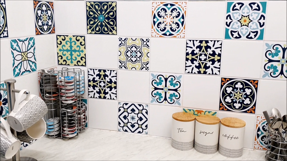 Tile Stickers, Pack of 24, Kitchen Bathroom Waterproof Wipeable 145mm x ...