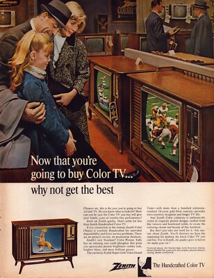 1966 Zenith Television Print Ad Color TV Set Father Mother Daughter | eBay