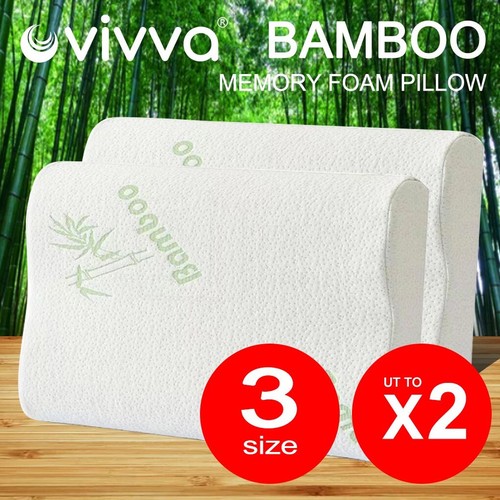 Vivva Bamboo Memory Foam Pillow Contour Bed Fabric Neck Shoulder ...