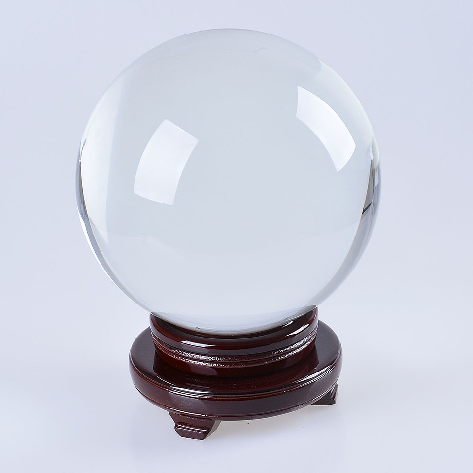 LONGWIN 200mm 7.87" Clear Crystal Ball Large Sphere Free Stand Venue ...