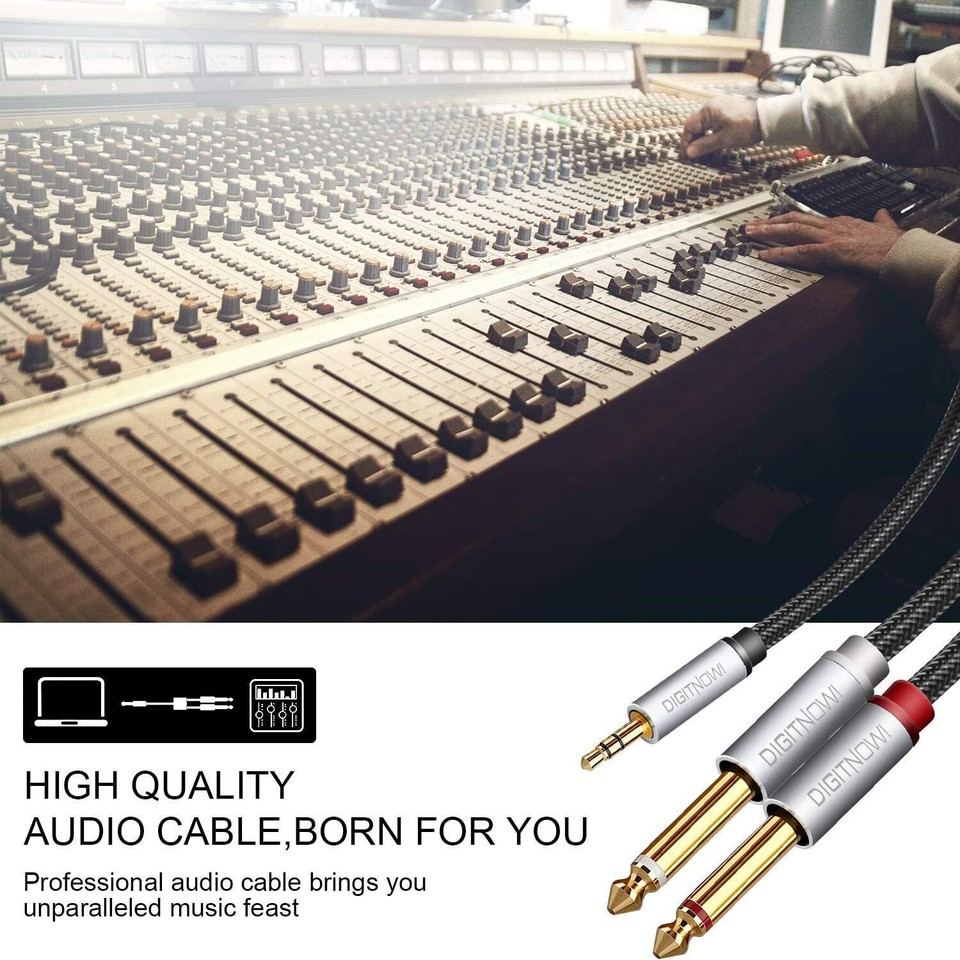 3.5mm 1/8" TRS to Dual 6.35mm 1/4" TS Mono Stereo Y-Cable Splitter Cord ...