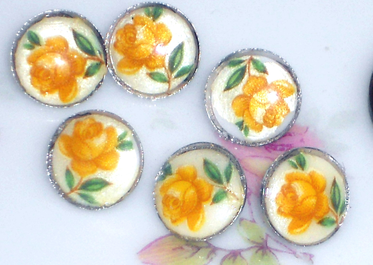 #1257H Vintage Glass buttons Japan Japanese Button Flowers Limoges ...