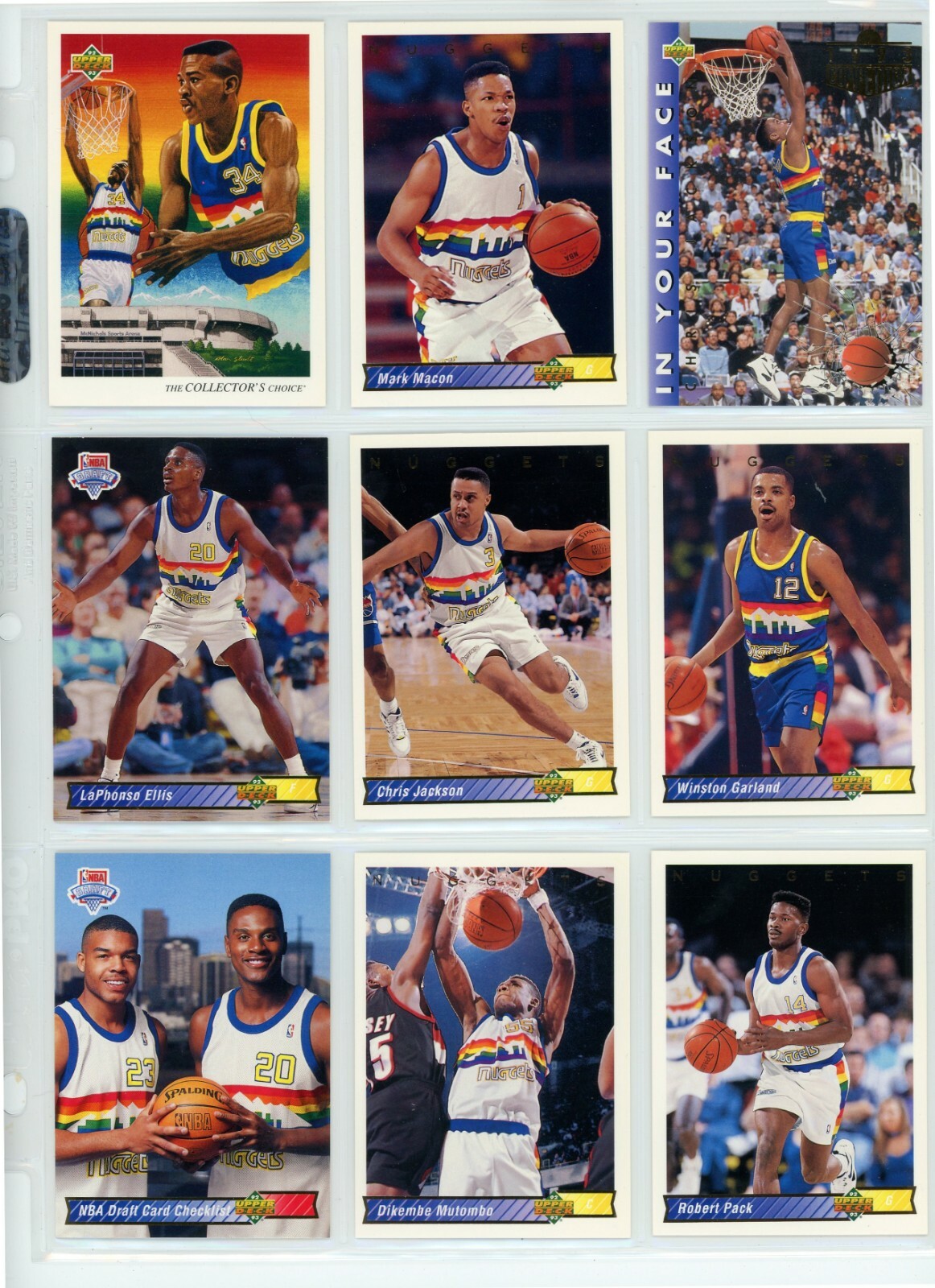 1992-93 UPPER DECK BASKETBALL 9 DENVER NUGGETS CARDS IN AN ULTRA PRO ...