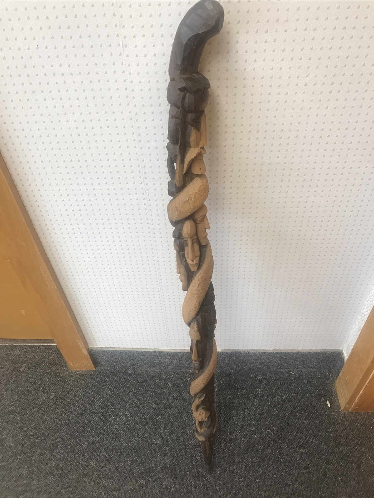 Wooden Walking Stick Walking Stick Handmade Hiking Staff Hand Carved ...