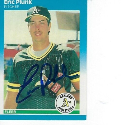 ERIC PLUNK SIGNED 1987 FLEER #403 - OAKLAND ATHLETICS | eBay