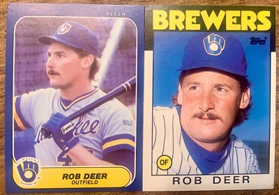Rob Deer 2 Card Lot Milwaukee Brewers 86 Topps Traded # 31T & Fleer ...