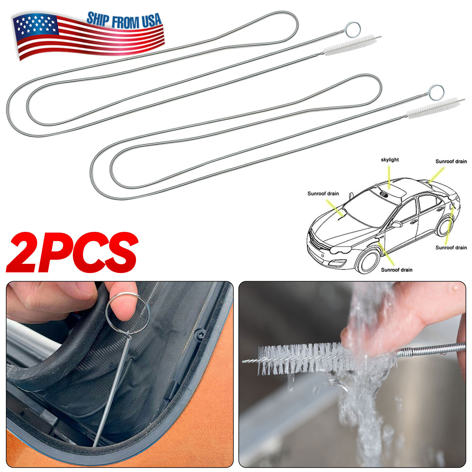 2x Refrigerator Scrub Brush Flexible Cleaner Hole Car Sunroof Drain ...