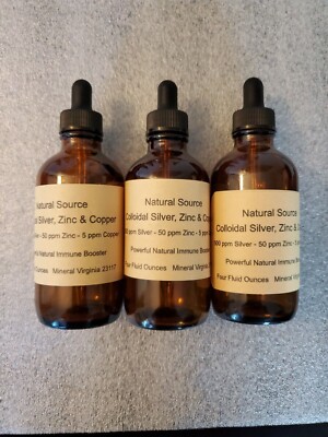 3 x Natural Source Colloidal Zinc, Silver & Copper - Four oz dropper | eBay