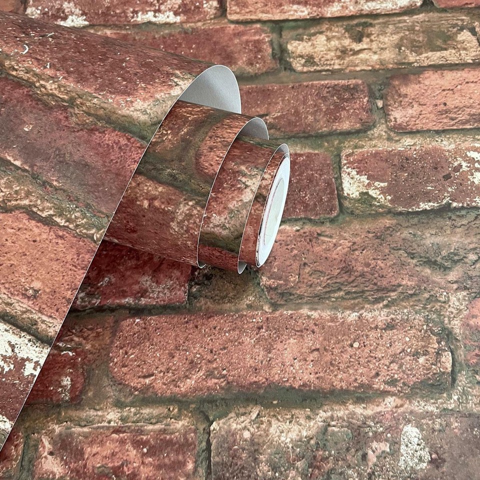 RUSTIC BRICK EFFECT WALLPAPER 10m RED FINE DECOR FD31285 | eBay Australia