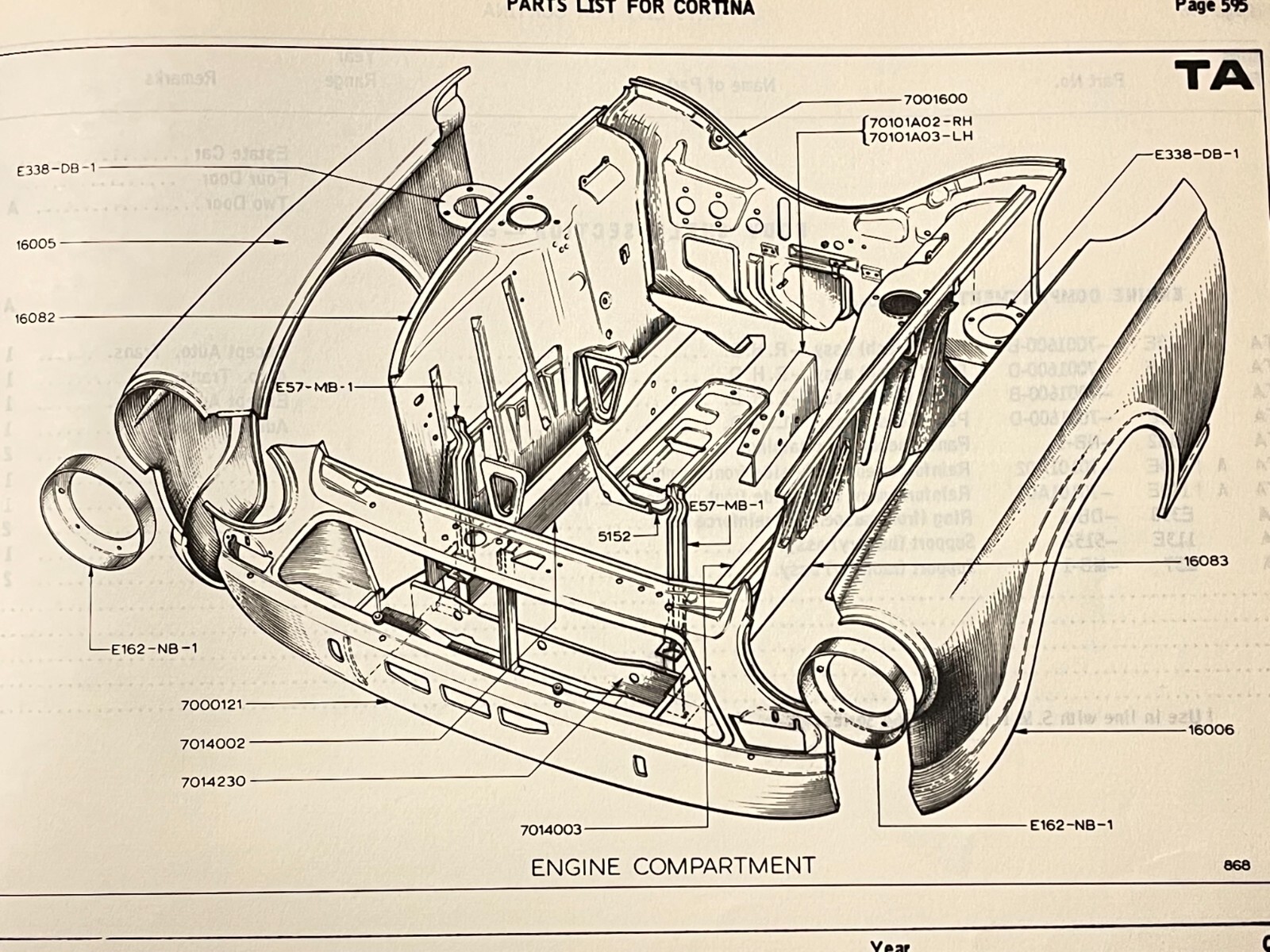FORD CORTINA MK I REINFORCEMENT LHD BODY SIDE FRONT MEMBER #113E ...