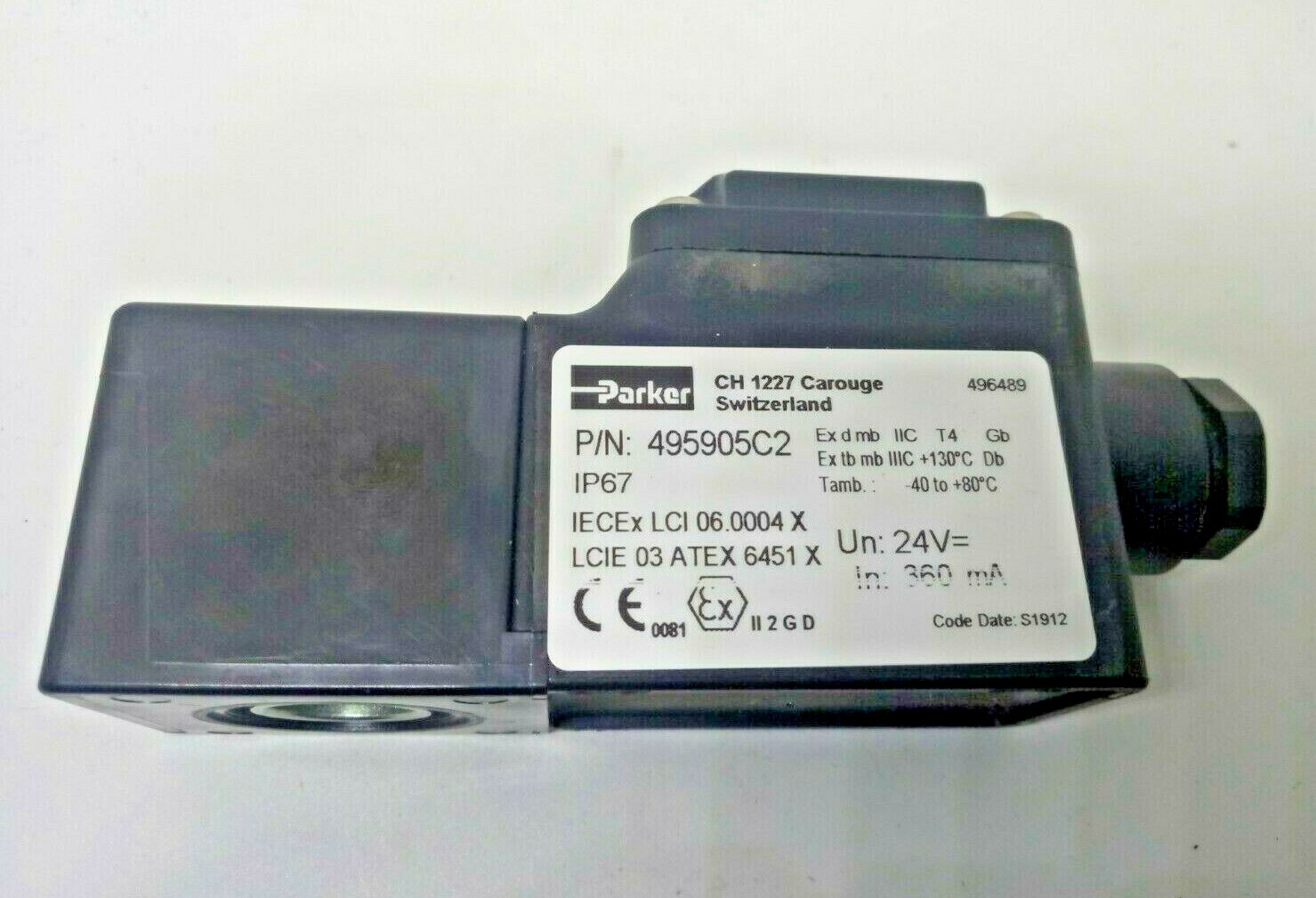 Parker Lucifer 495905C2 Solenoid Coil 24VDC Explosion Proof Flame Proof ...