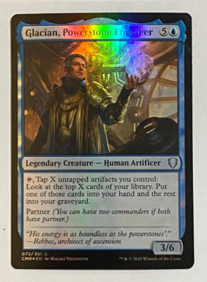 MTG CMR Magic Commander Legends Foil Glacian, Powerstone Engineer ...