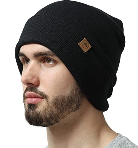 Cuffed Beanie Hats for Men - Winter Beanies for Women - One Size Black ...