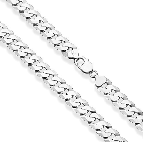Sterling Silver Italian Chain 12mm Solid Diamond Cut Cuban Link 22 ...