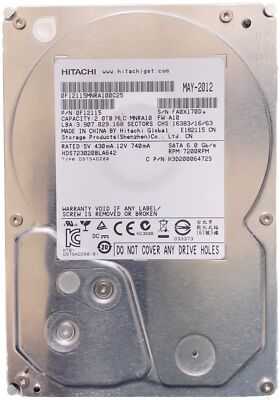 Hitachi 2TB 7200RPM 64MB Cache SATA 3.5" Hard Drive HDD 0F12115 ...