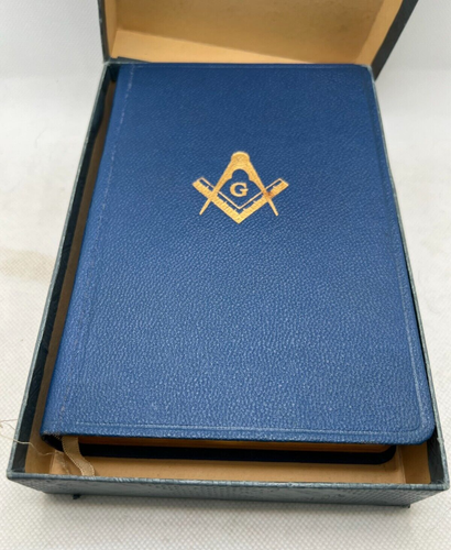 HOLY BIBLE MASONIC MASON EDITION HOLMAN BLUE 38 Signatures Masonic 1925 ...