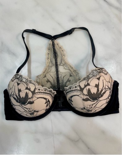 Calvin Klein Lace Push Up Bra 32B Front Closure Padded Sexy Racerback ...